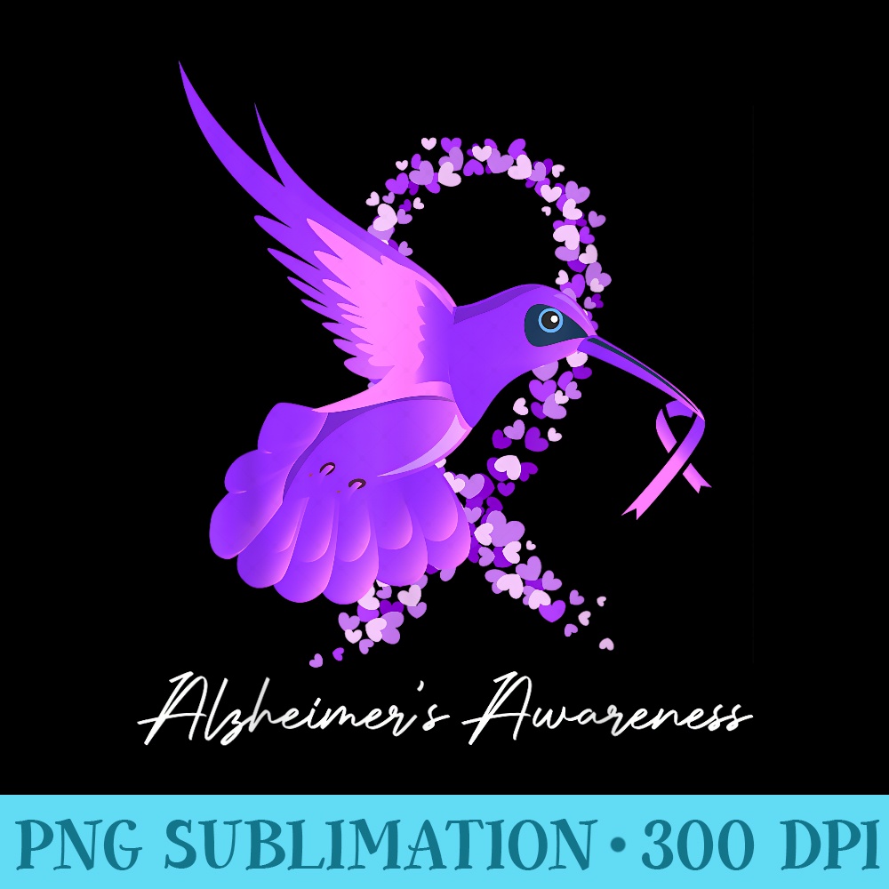 Hummingbird Holding Purple Ribbon Alzheimers Awareness - Uni | Inspire ...