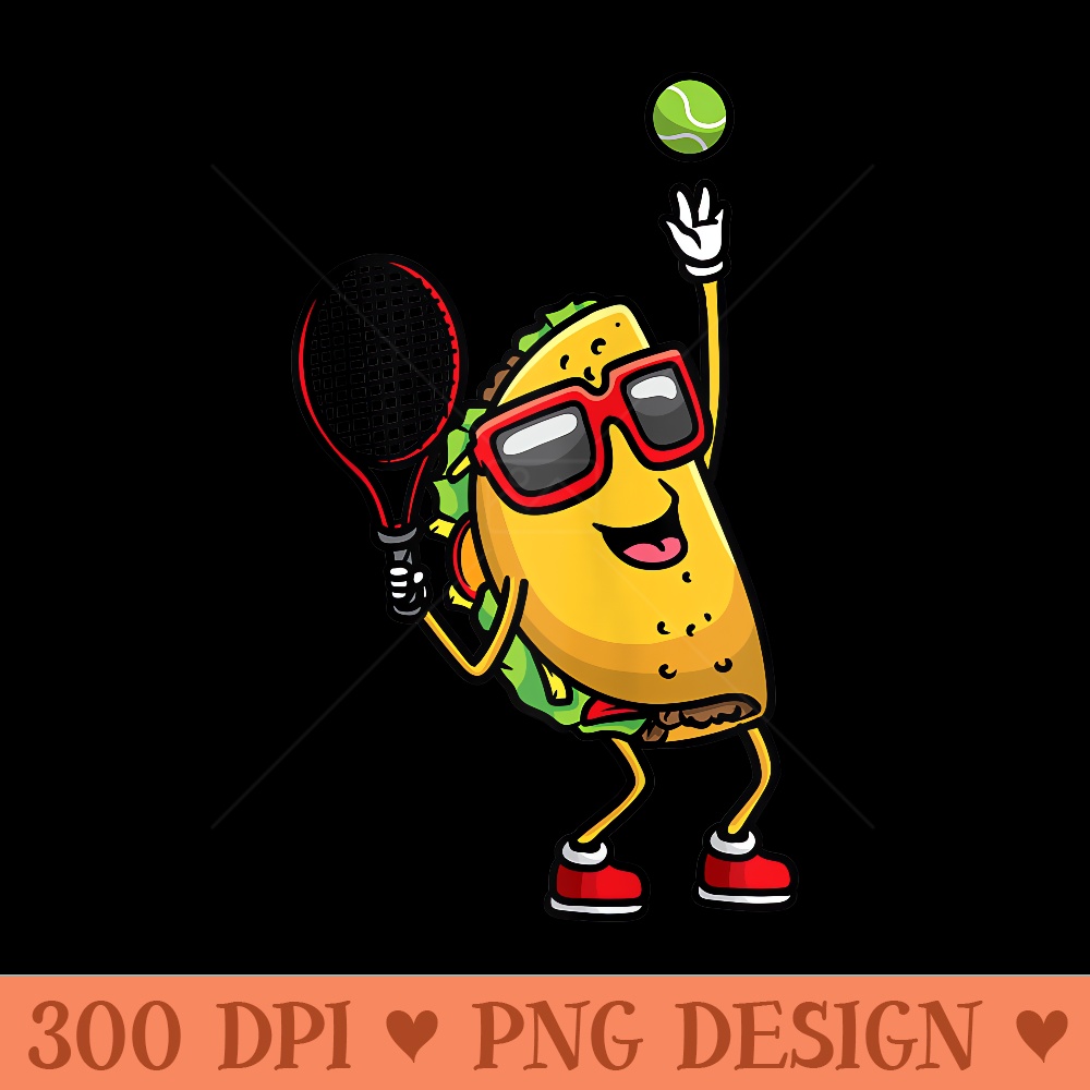 Taco Playing Tennis Racket Mexican Food Cinco De Mayo - Vect | Inspire ...