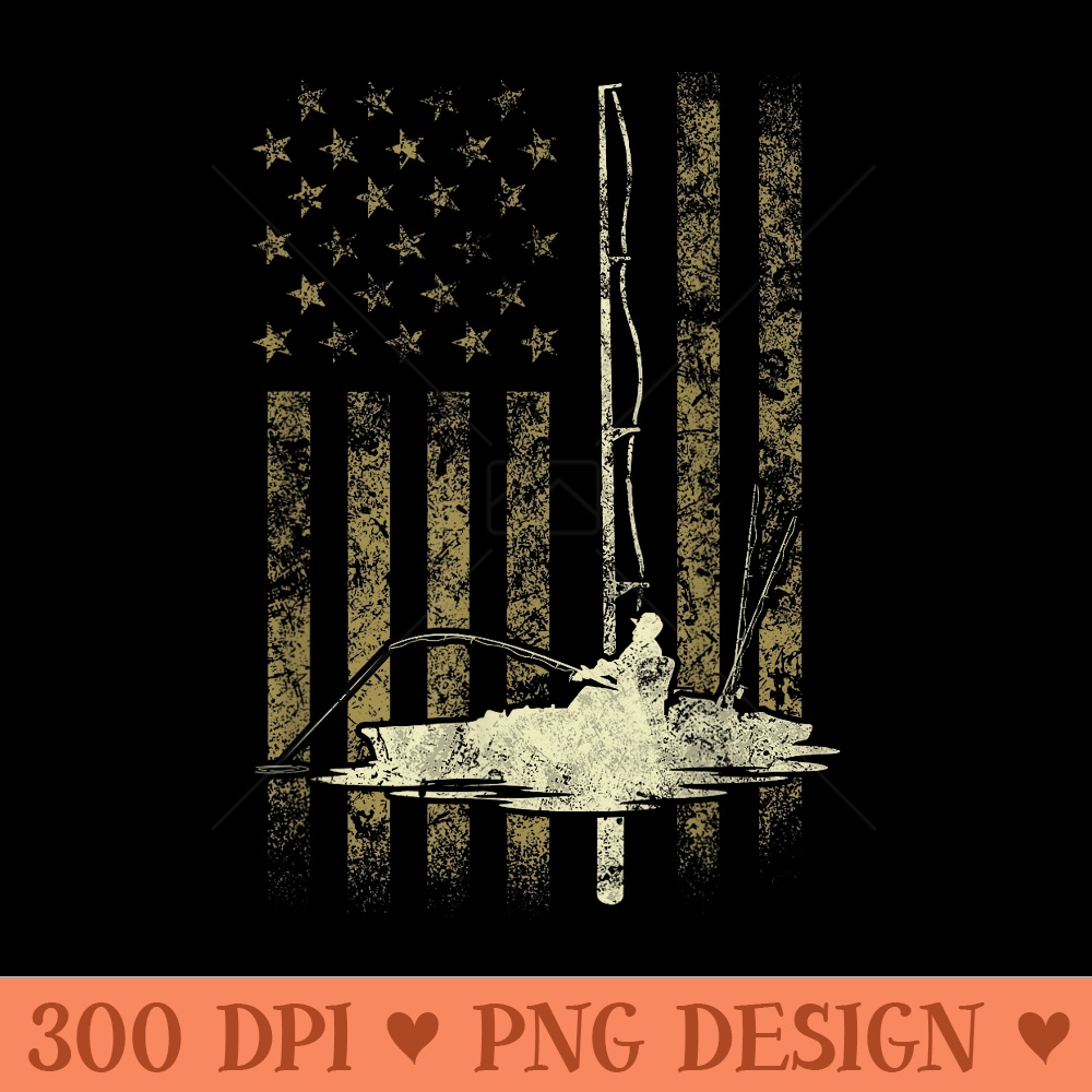 Funny Vintage USA Flag Kayak Fishing - Vector PNG download | Inspire Uplift