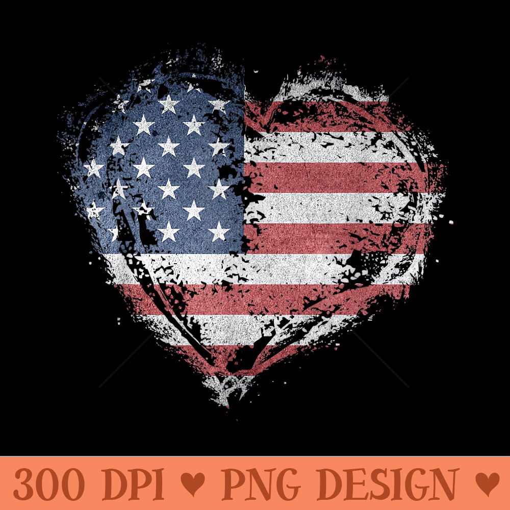 Vintage USA Heart Shape American Flag Stylish Design - PNG P | Inspire ...