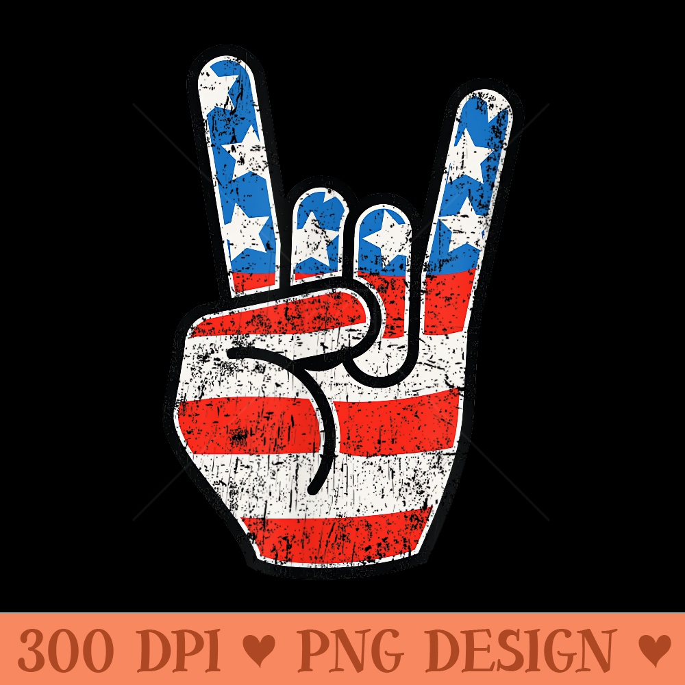 Rock n Roll USA Flag Horns Sign Retro Concert Band - Design | Inspire ...