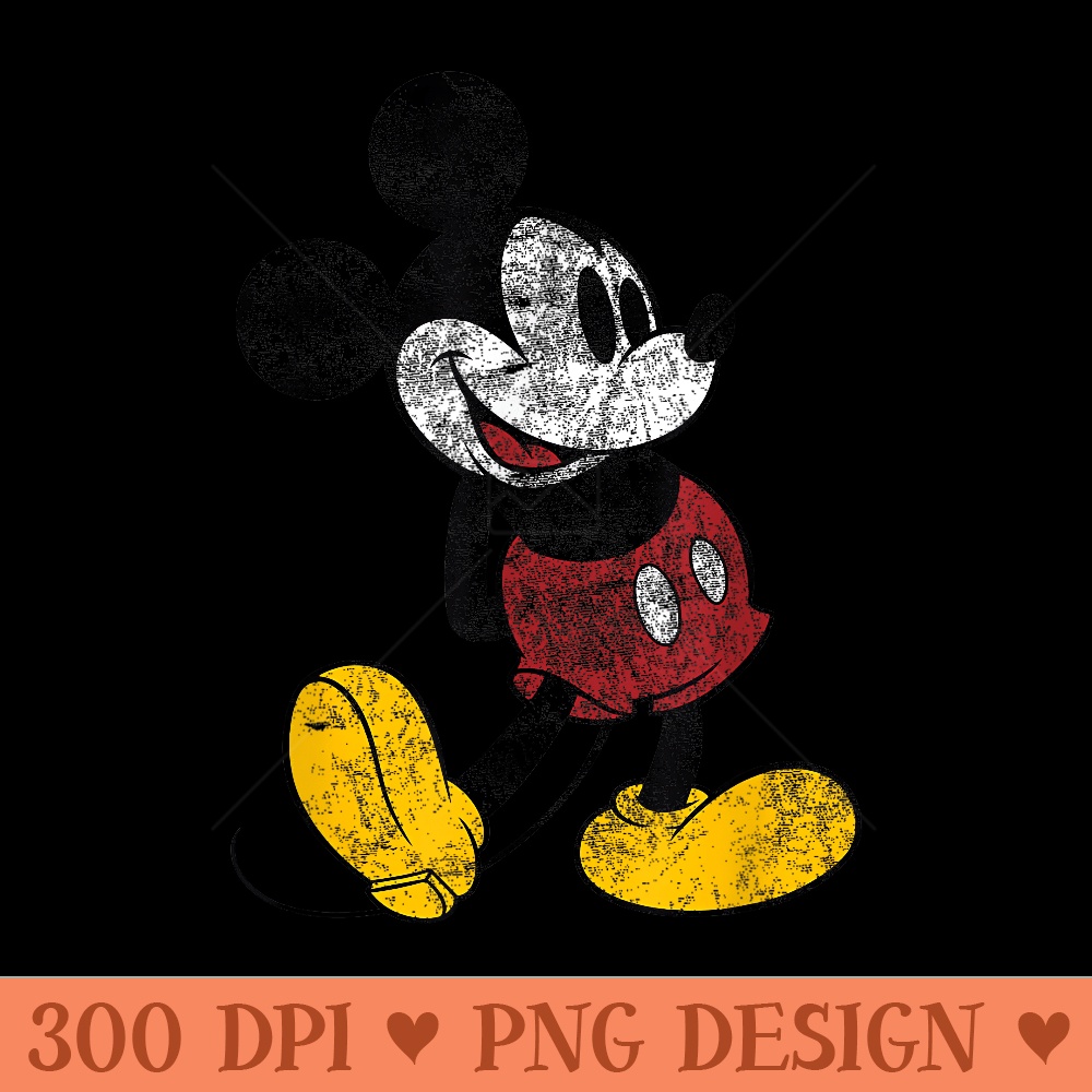 Disney Mickey Mouse Classic Standing Pose Distressed - PNG c | Inspire ...