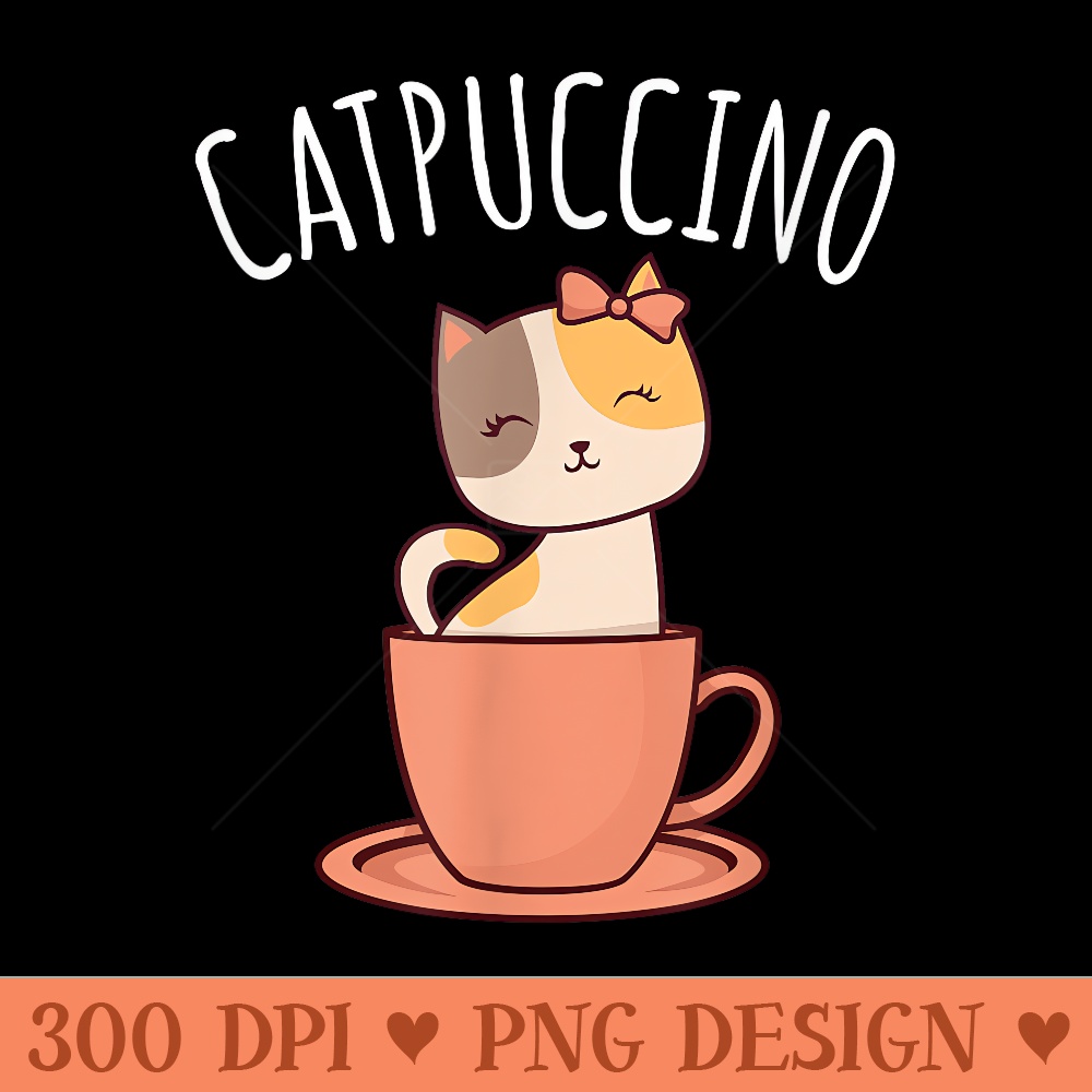 Cappuccino Cat Pun Catpuccino - High Resolution PNG image do | Inspire ...