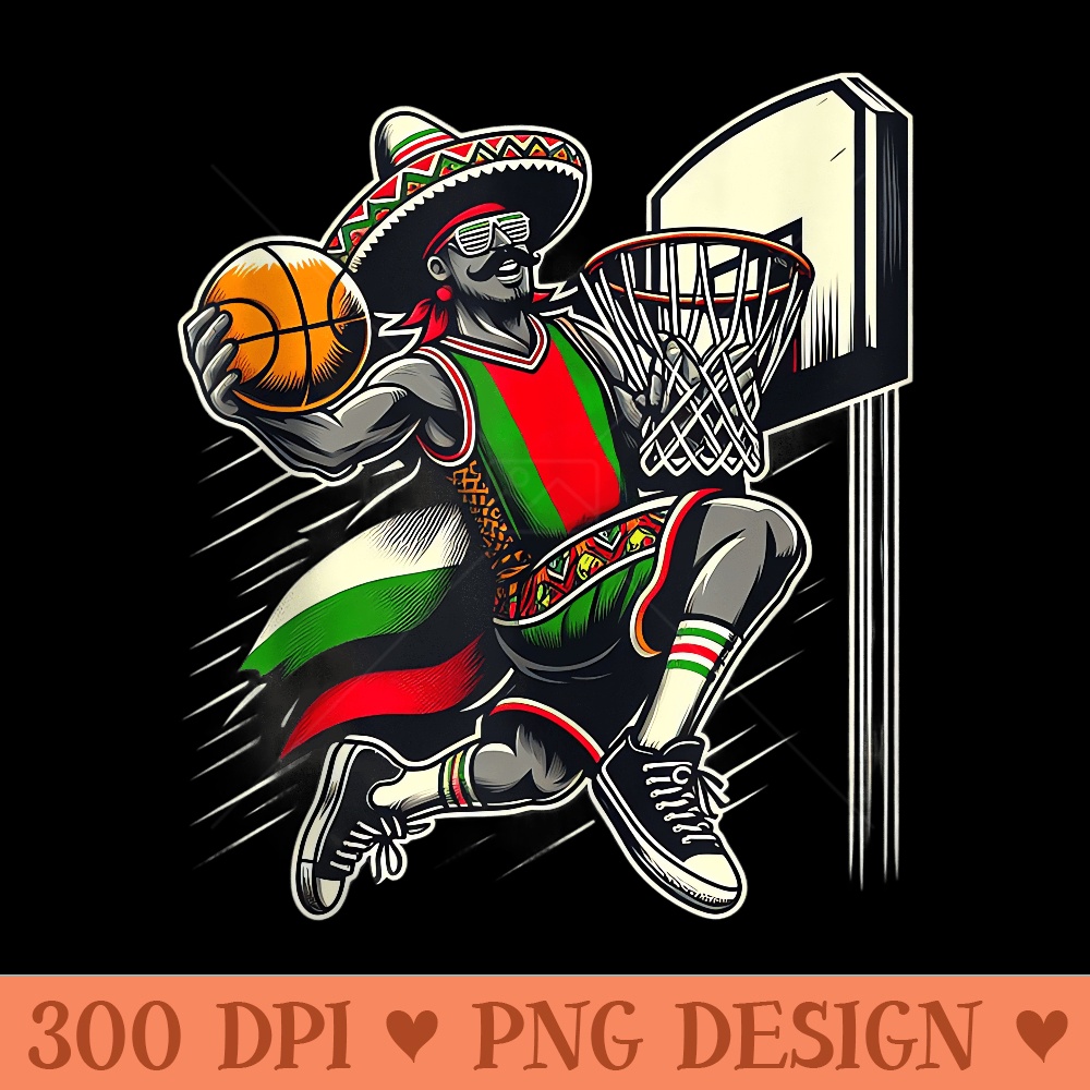 Cool Mexican Playing Basketball Cinco De Mayo - Vector PNG C | Inspire ...