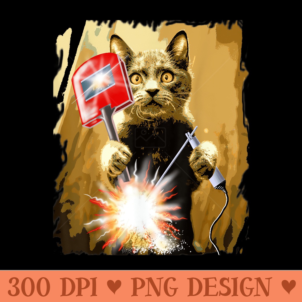 Welder Funny Welding cat welder - Printable PNG Images | Inspire Uplift