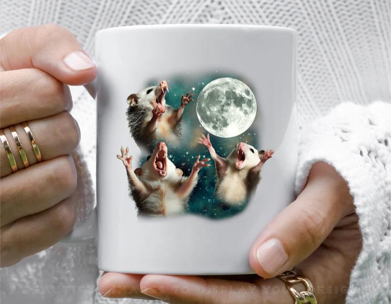 Three Opposum Moon 3 Possum Dead Moon Weird Cursed Meme Coff | Inspire ...