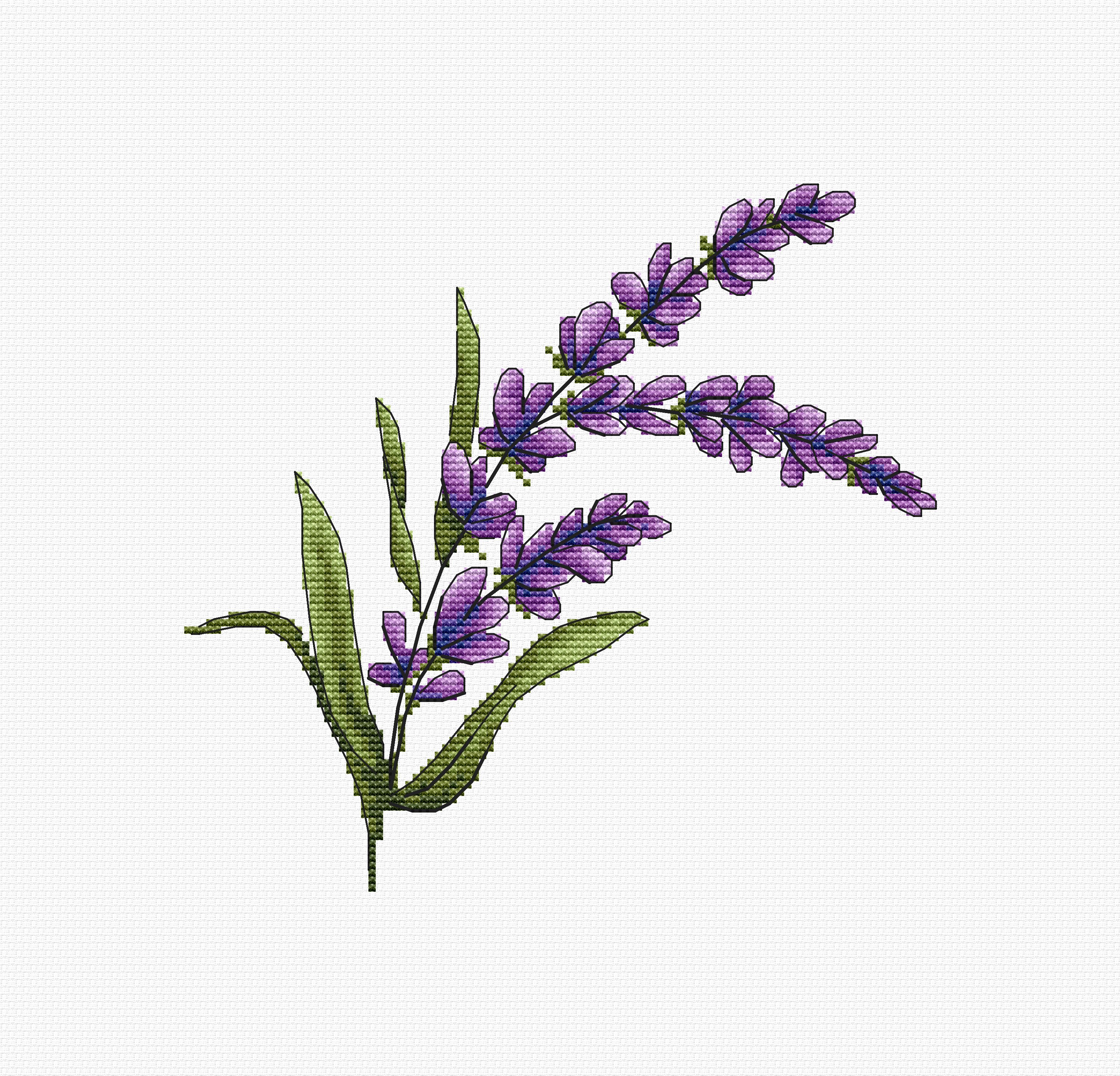 Lavender Cross Stitch Pattern - Violet Flowers Xstitch Desig - Inspire ...