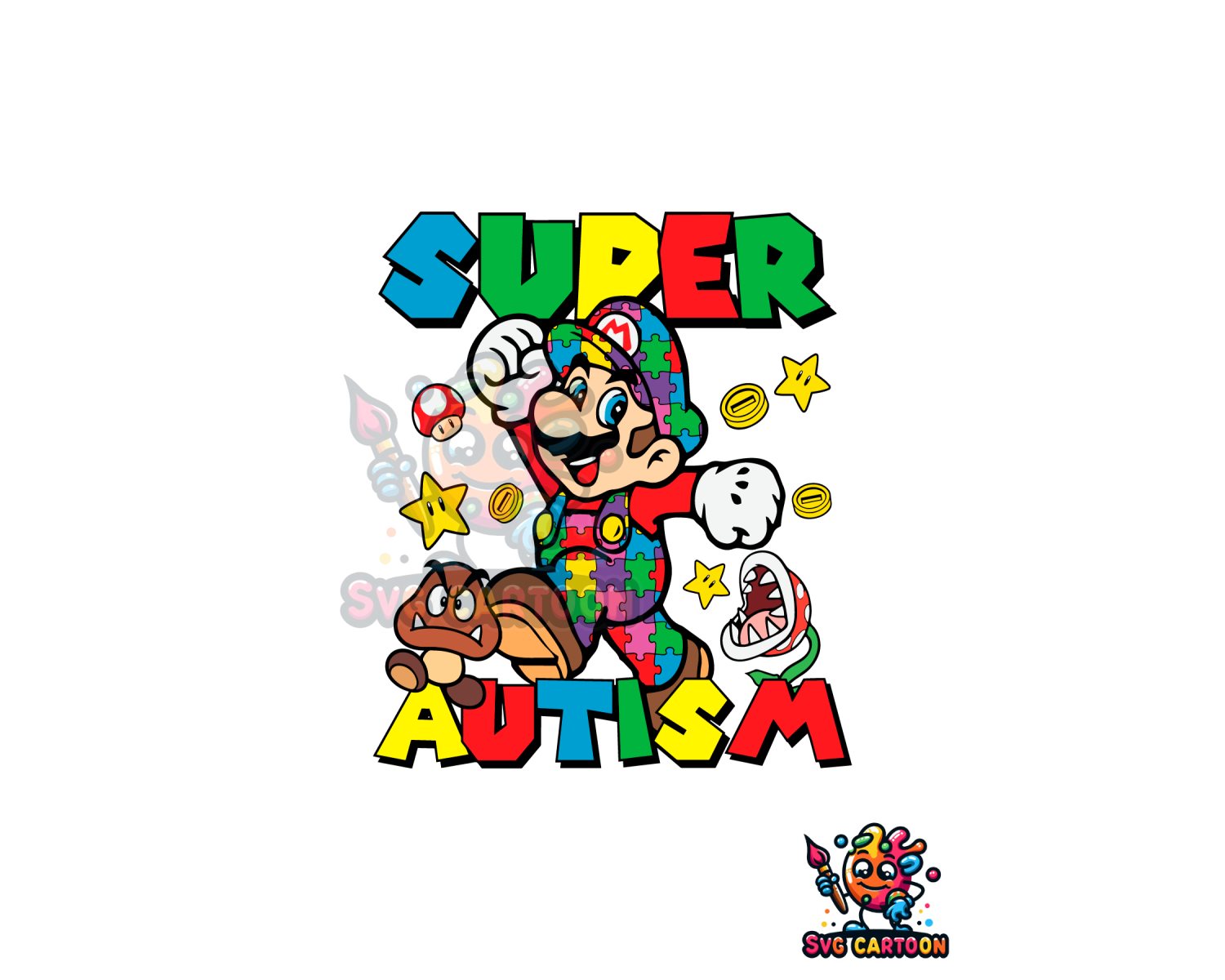 Super Autism Mario Puzzle Pieces SVG | Inspire Uplift
