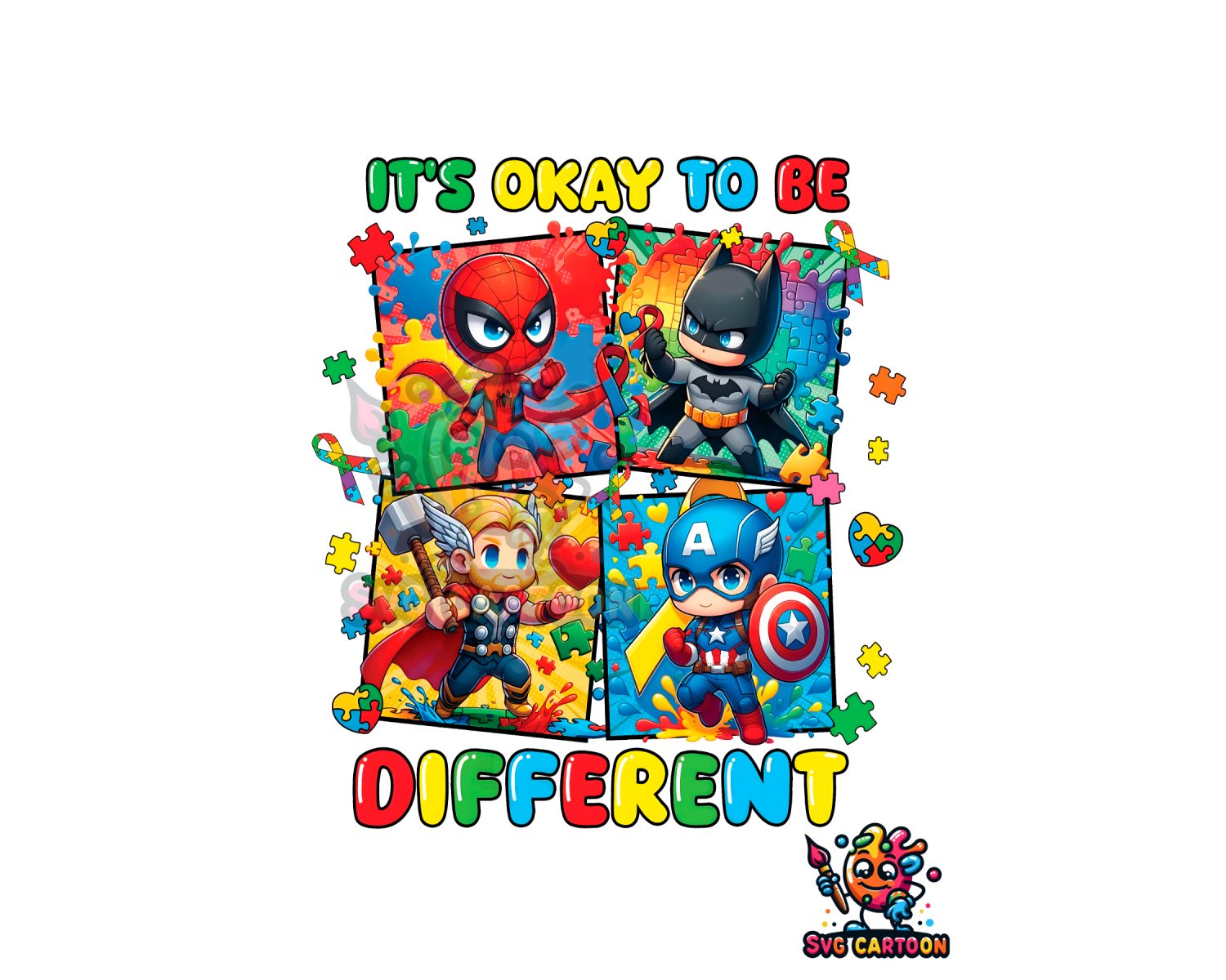 Superhero Autism Its Okay To Be Different PNG | Inspire Uplift