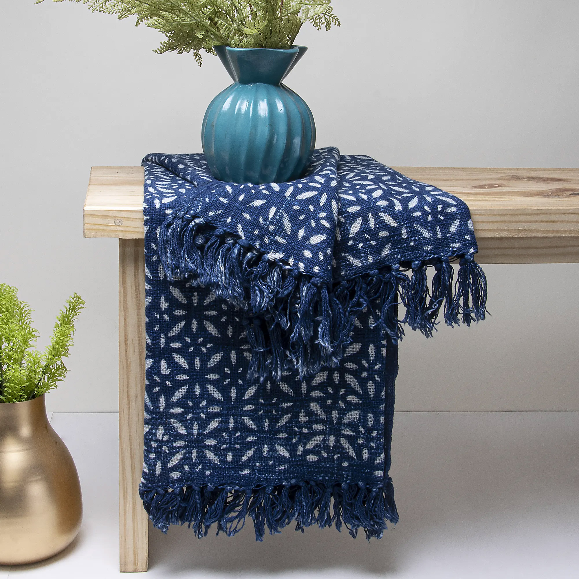 Indigo Indian Hand Block Print Cotton Throw Blanket, Indian | Inspire ...