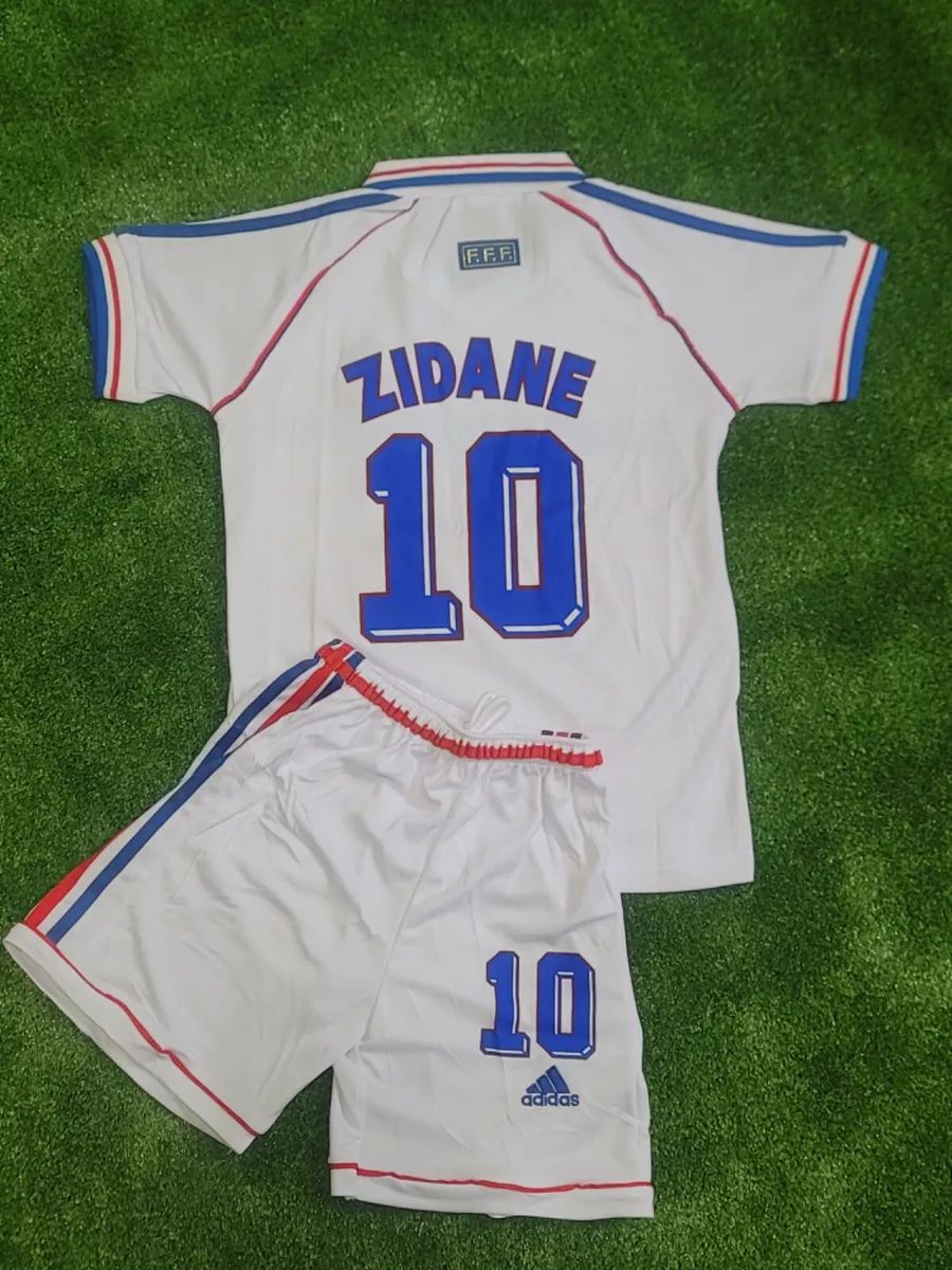 ZIDANE 10 FRANCE 1998 Away Retro Kids Kit | Inspire Uplift