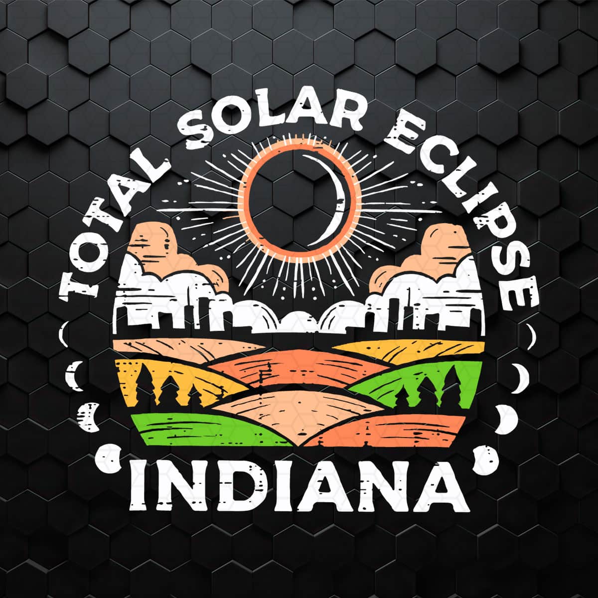 Retro Total Solar Eclipse Indiana 2024 SVG | Inspire Uplift