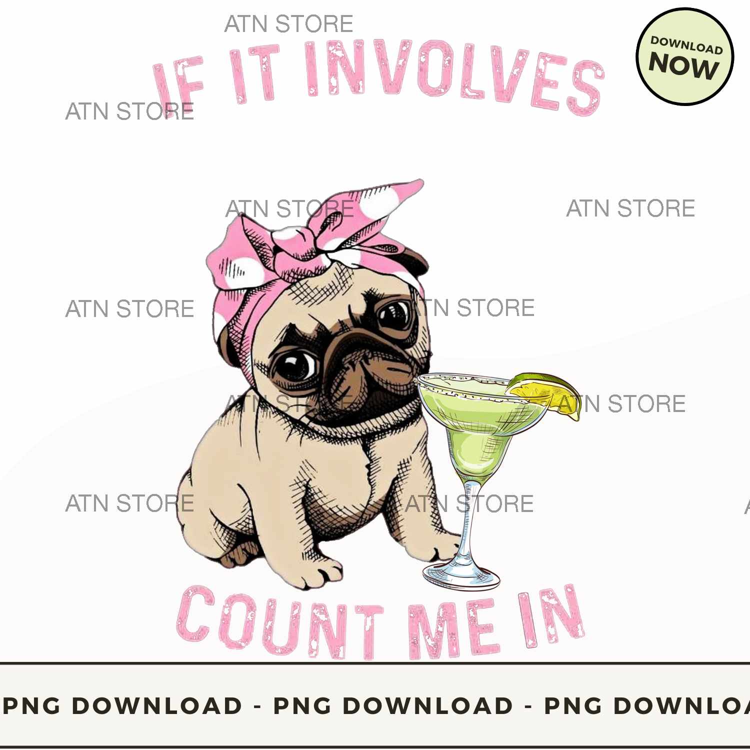 Margaritas and Pug- motivational gift PNG Instant Download, - Inspire ...