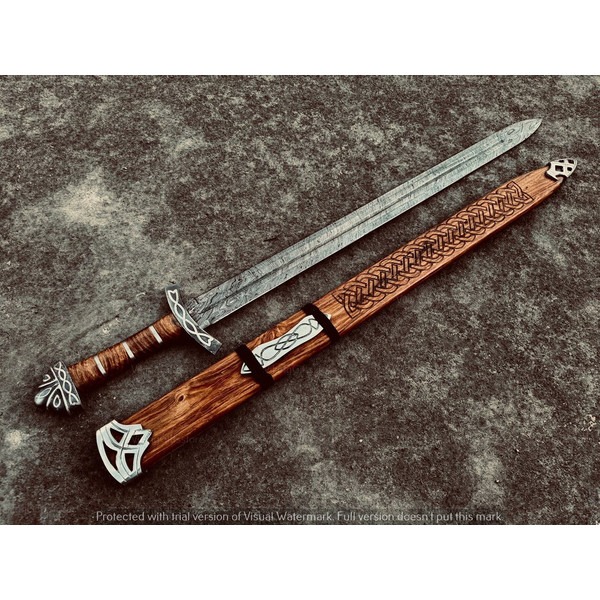 Handmade VIKING Sword Real Damascus Steel Northman Sword Bea | Inspire ...