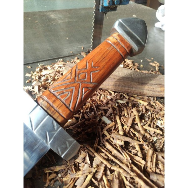 Handmade vintage viking sword with engraved wood handle and | Inspire ...