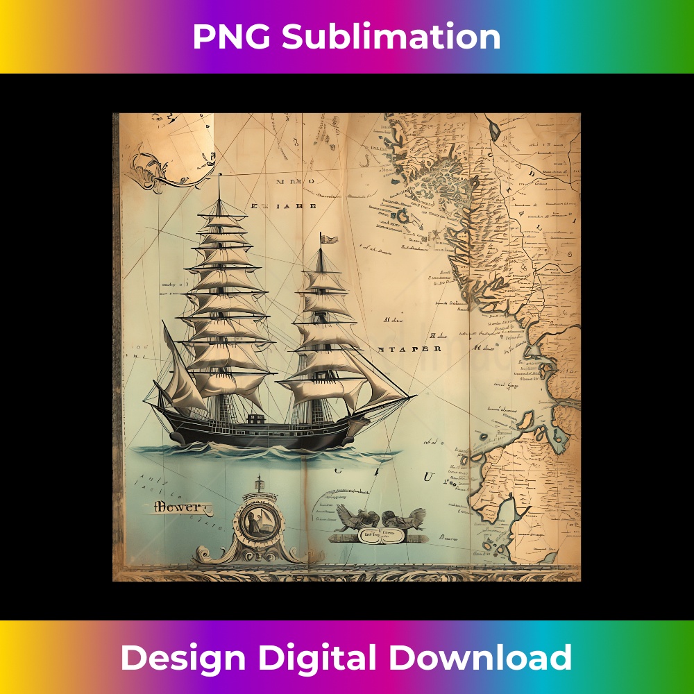 Old Vintage Nautical Map Pirate Ship Sailboat Sea Ocean Map | Inspire Uplift