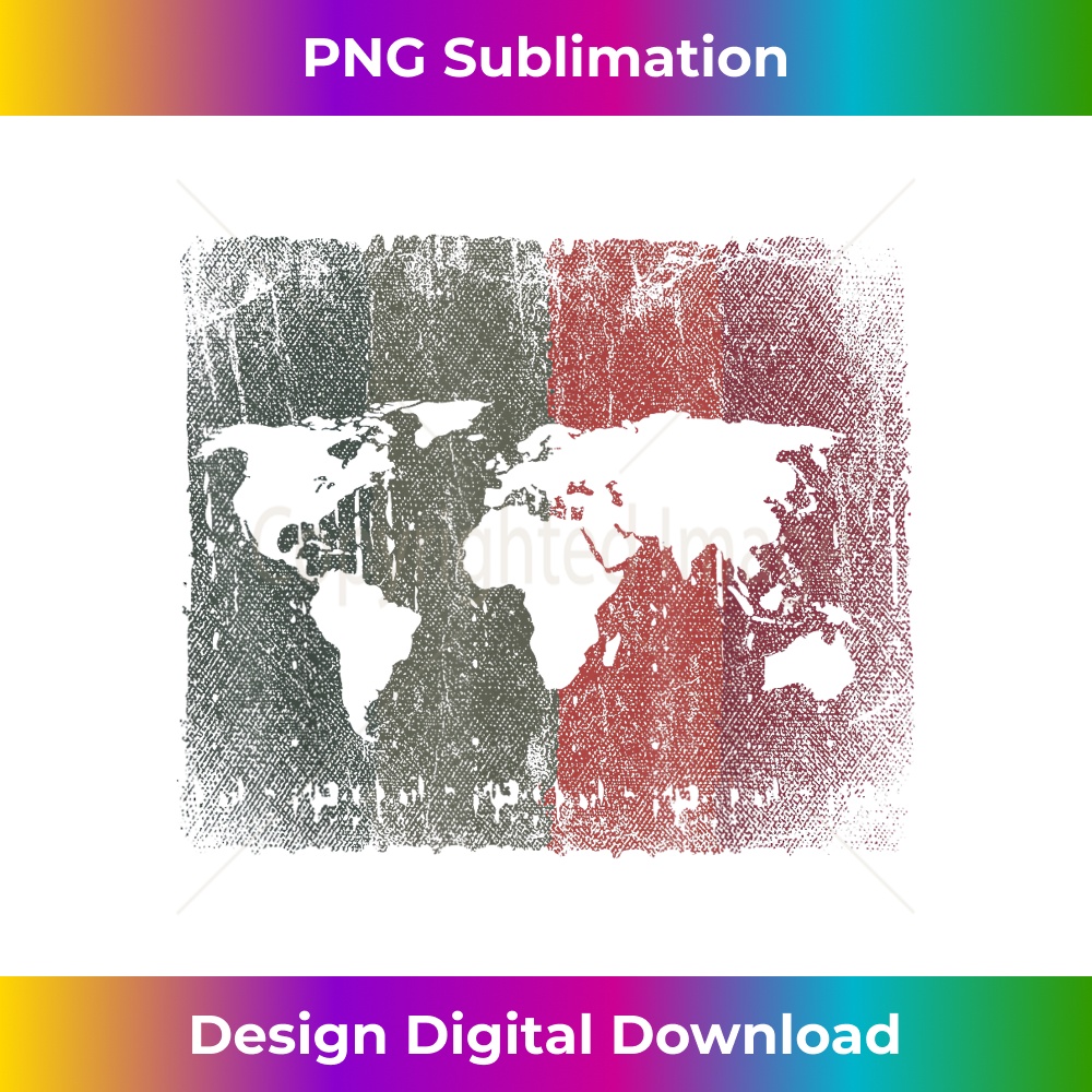 Retro World Map 2 - Modern Sublimation PNG File - Inspire Uplift