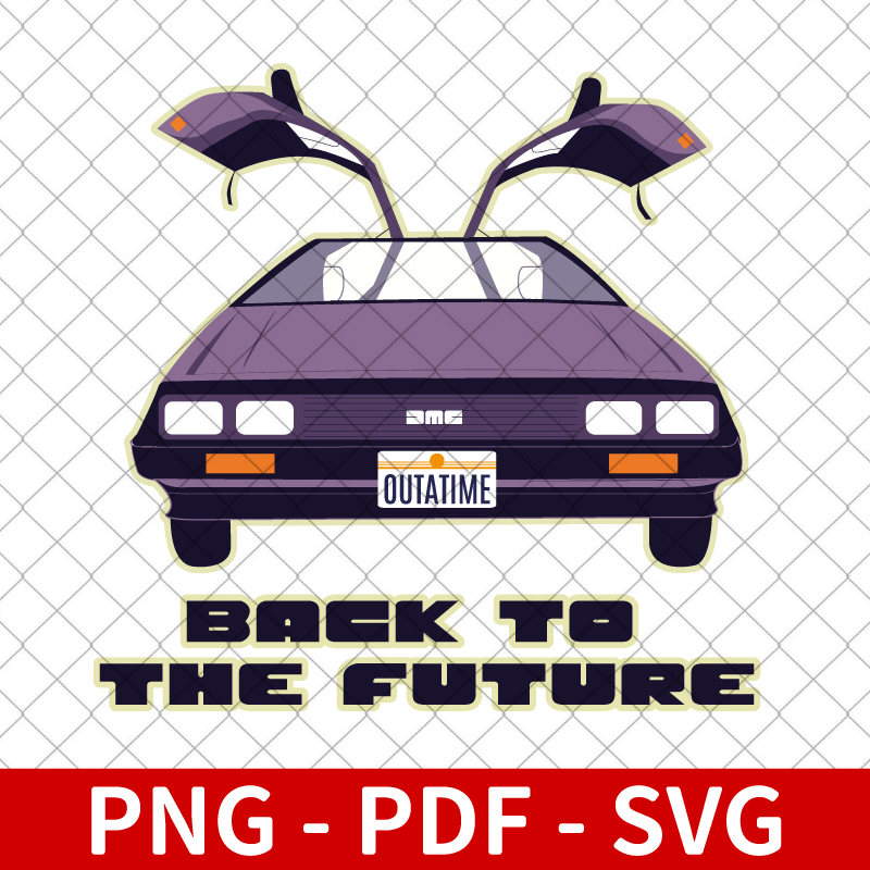 Delorean Back to the future SVG, PNG, PDF. Best Quality | Inspire Uplift