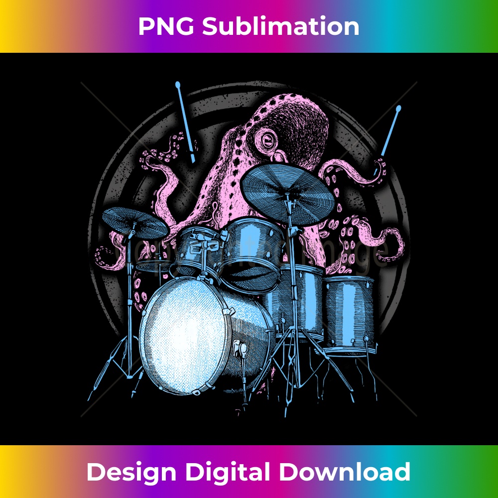 Octopus Drummer Drum Kit Gift Long Sleeves - Deluxe PNG Subl - Inspire ...