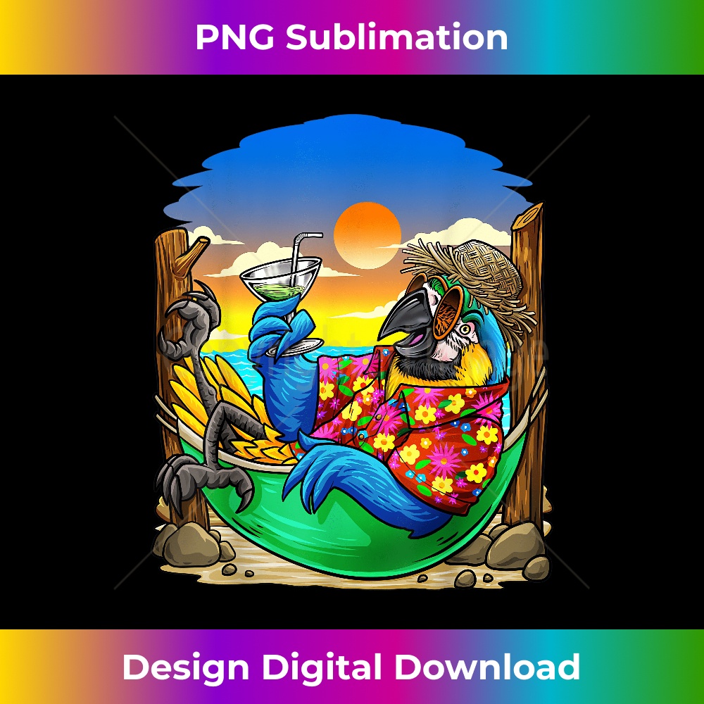 Fun Beach Vacation Parrot With A Cocktail In Hammock Graphic | Inspire ...