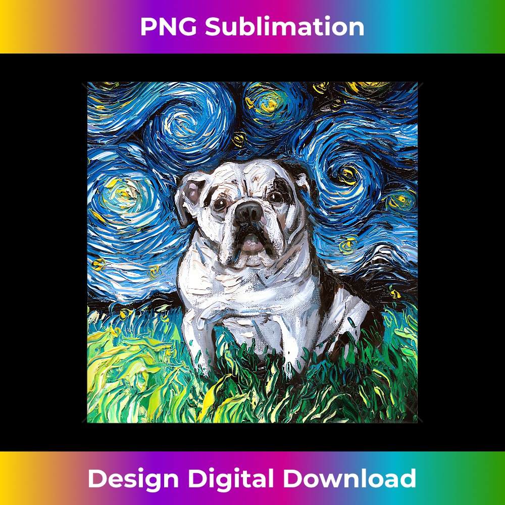 White English Bulldog Starry Night Dog Official Art by Aja 1 | Inspire ...