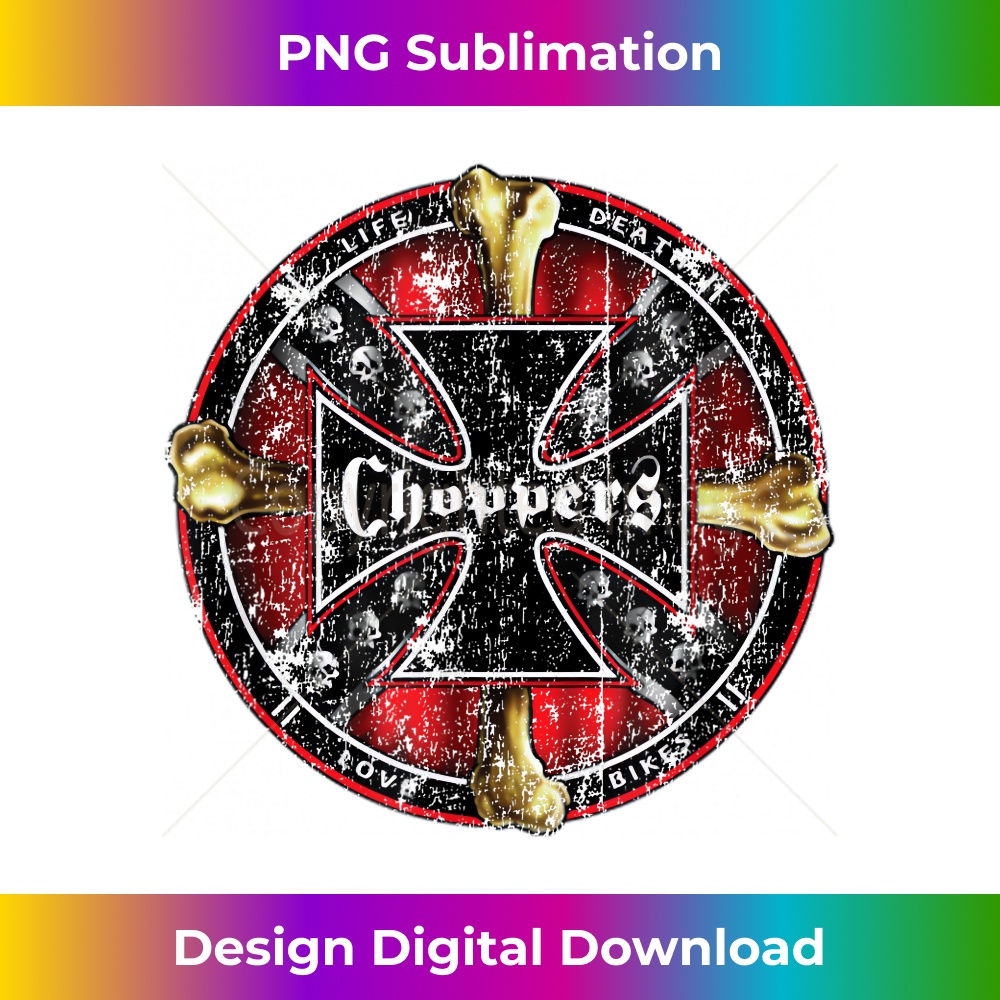 Choppers Iron Cross Life Death Love Skulls Vintage Biker - E | Inspire ...