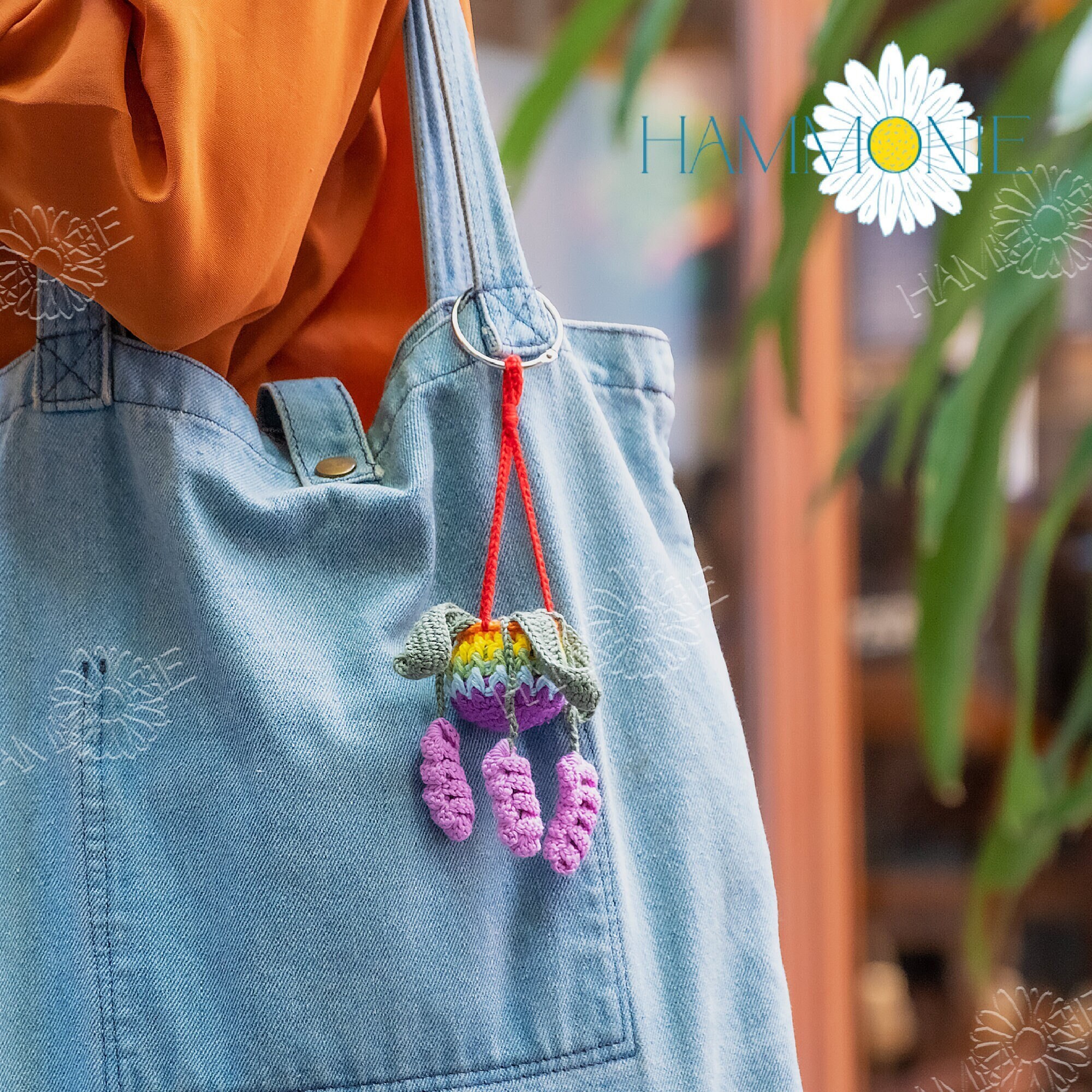 Crochet Lavender Flower Pot Keychain, Crochet Plant Car Deco - Inspire ...