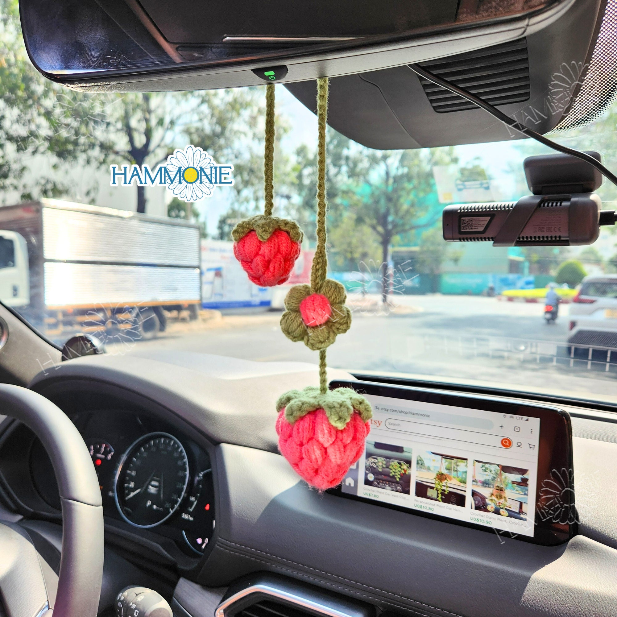 Crochet Raspberry Car Decor, Crochet Car Accessories, Cute C - Inspire ...