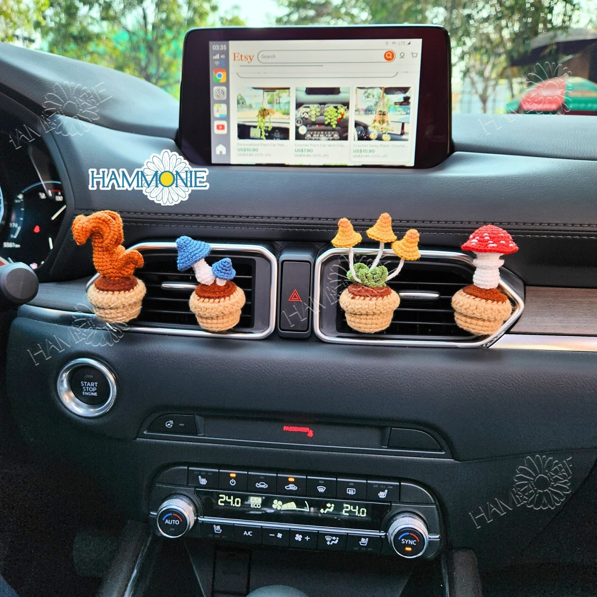 Crochet Mushroom Car Vent Clip, Crochet Car Air Freshener De | Inspire ...
