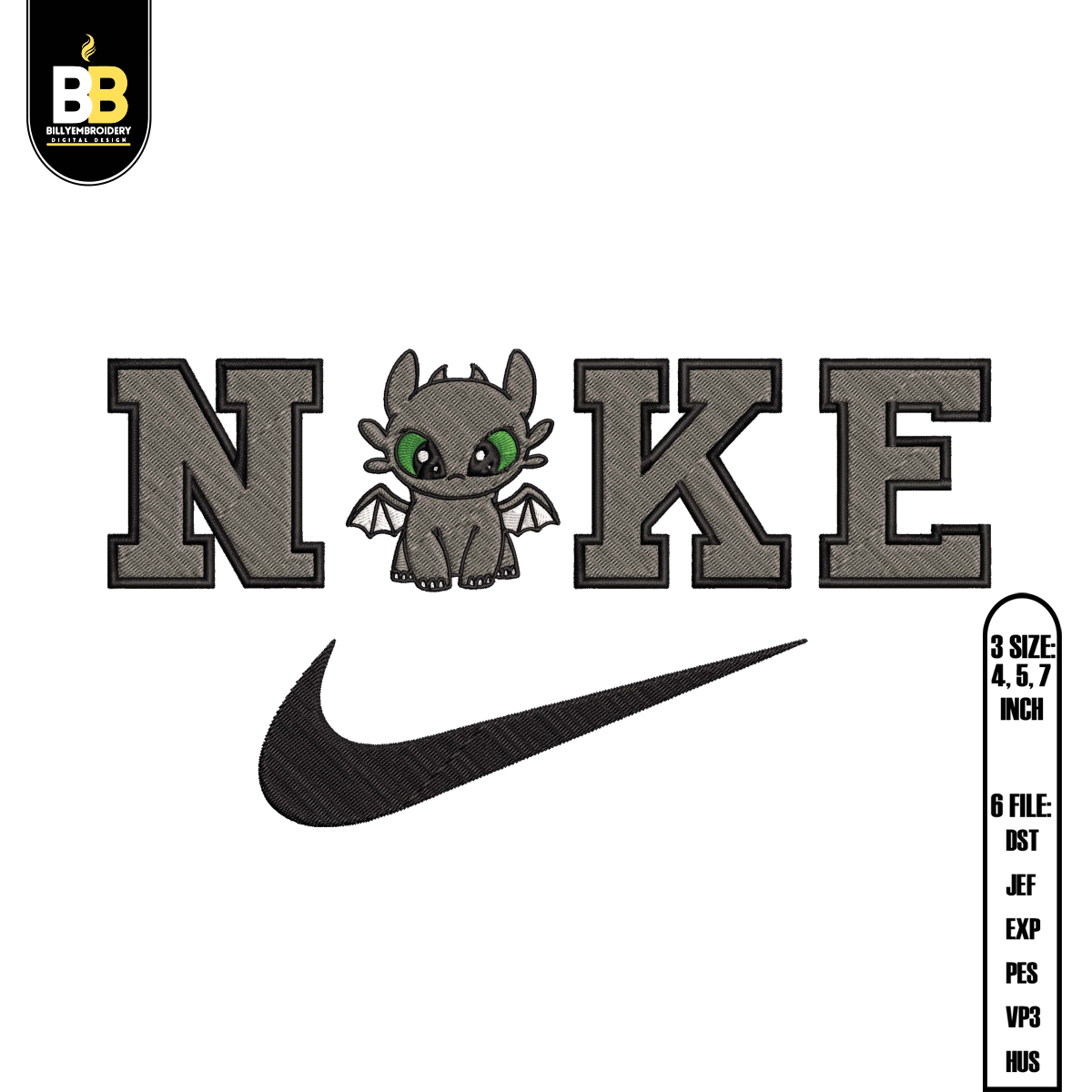Nike X Dragon Embroidery Design, Digital Embroidery,Embroide | Inspire ...