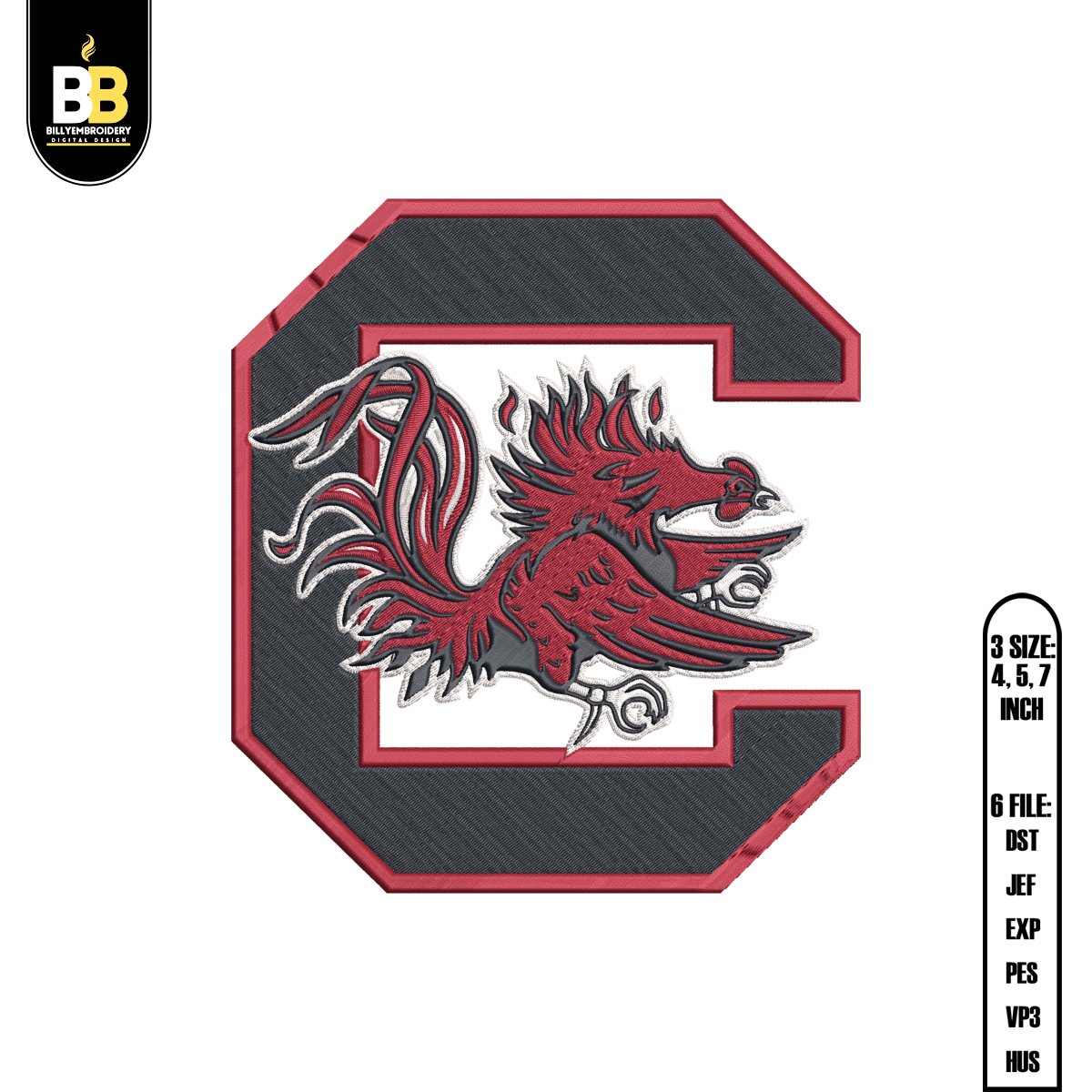 South Carolina Gamecocks Embroidery Files, Digital Embroider | Inspire ...