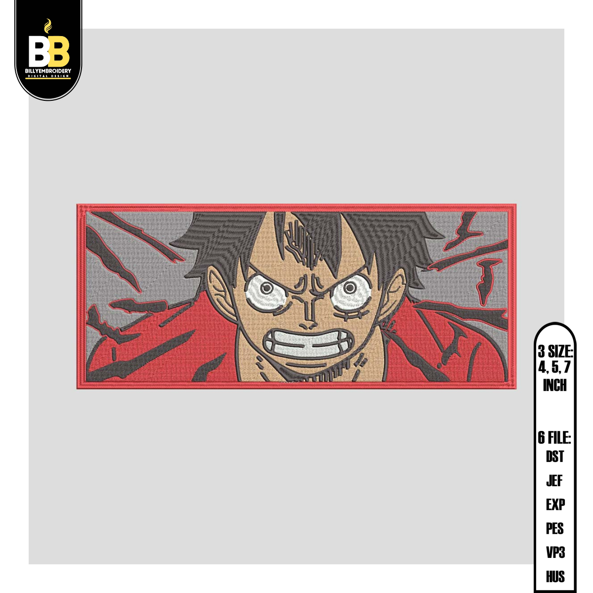 Monkey D Luffy Embroidery Design File, One Piece Anime Embro | Inspire ...