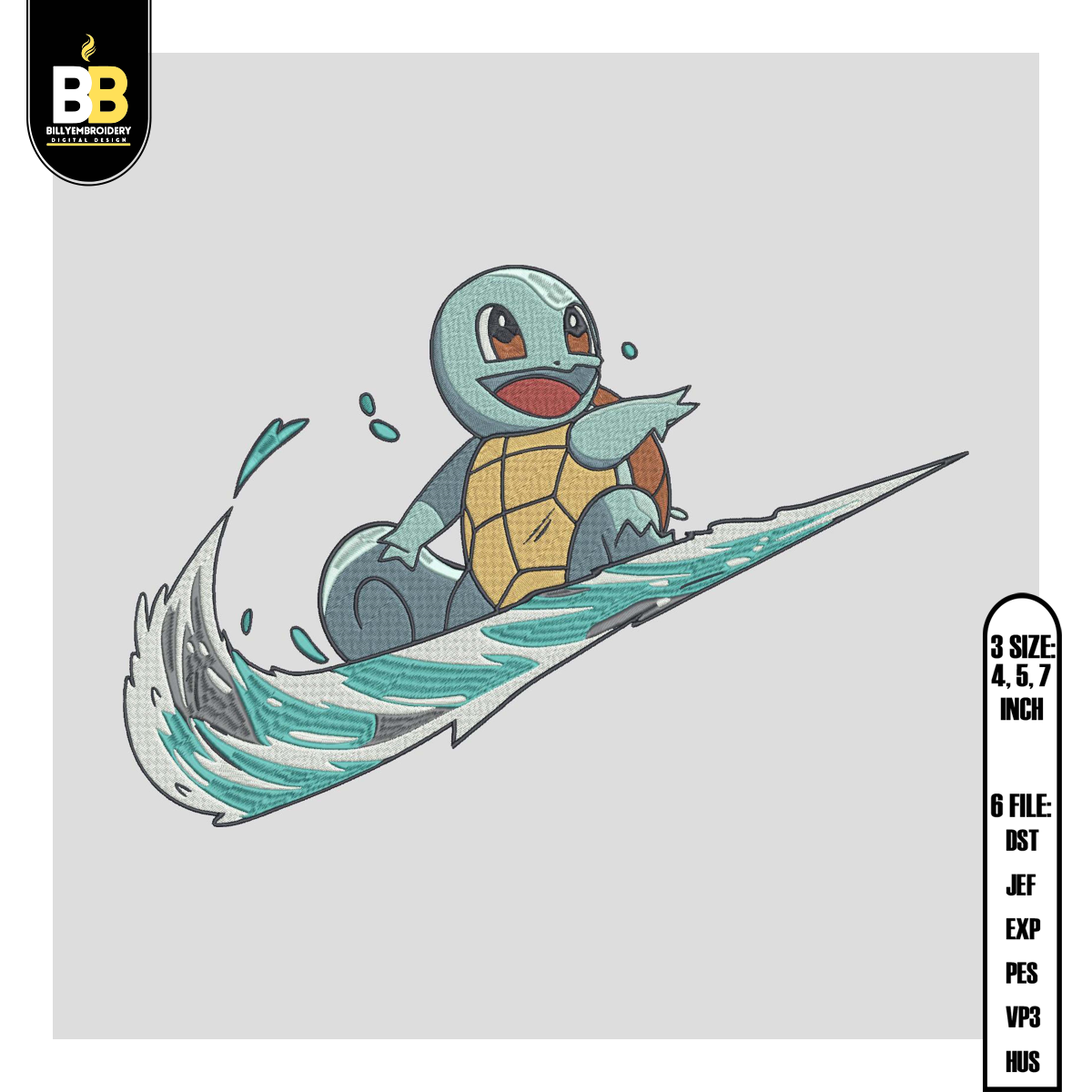 SQUIRTLE EMBROIDERY DESIGNS PES DST JEF FILES INSTANT DOWNLO | Inspire ...