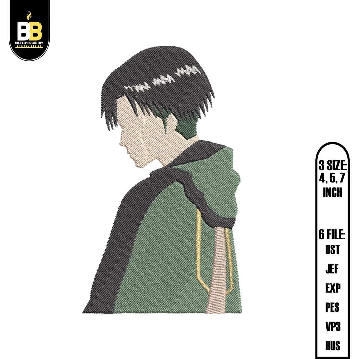 Anime Levi Ackerman Embroidery Design ,Embroidery Files, Dig | Inspire ...