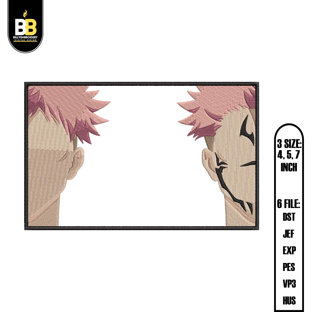 Ryomen Sukuna Face Rectangle Embroidery Design ,Embroidery F | Inspire ...