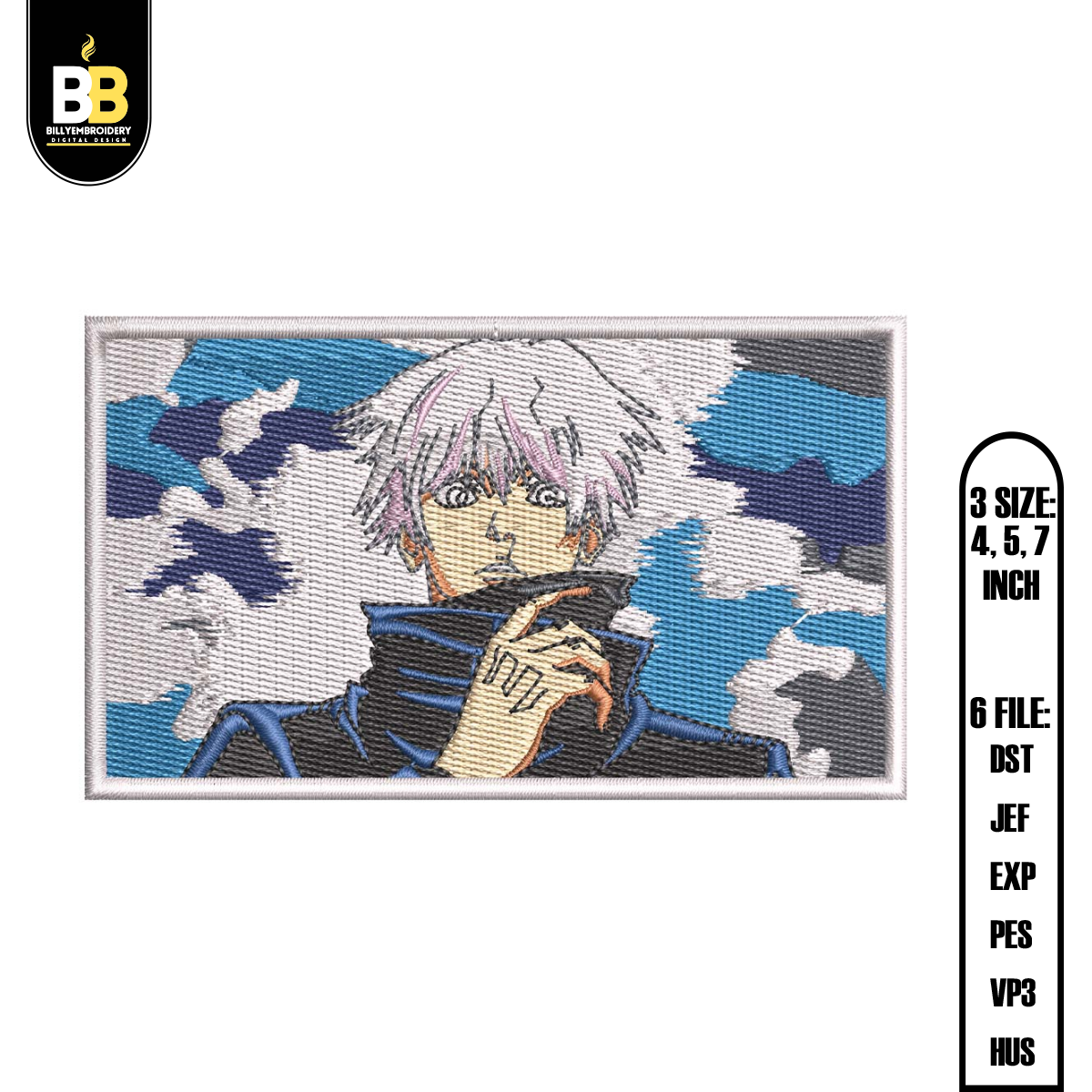 Gojo Satoru Jujutsu Kaisen Embroidery Design,Embroidery File - Inspire ...