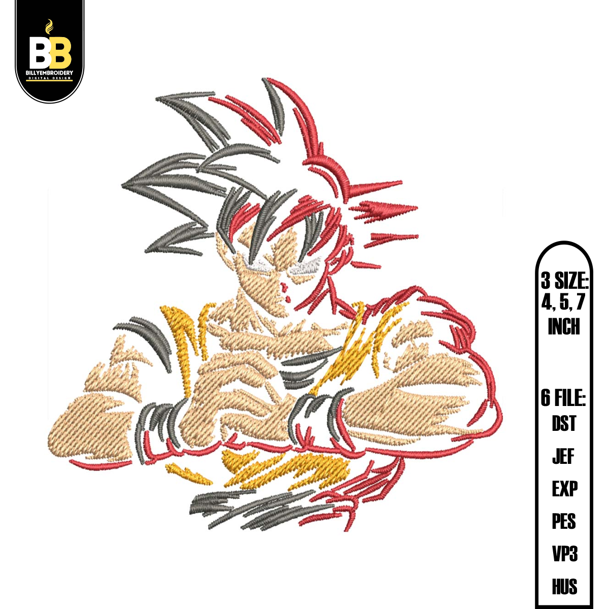 Son Goku Embroidery Design File ,Embroidery Design, Digital | Inspire ...