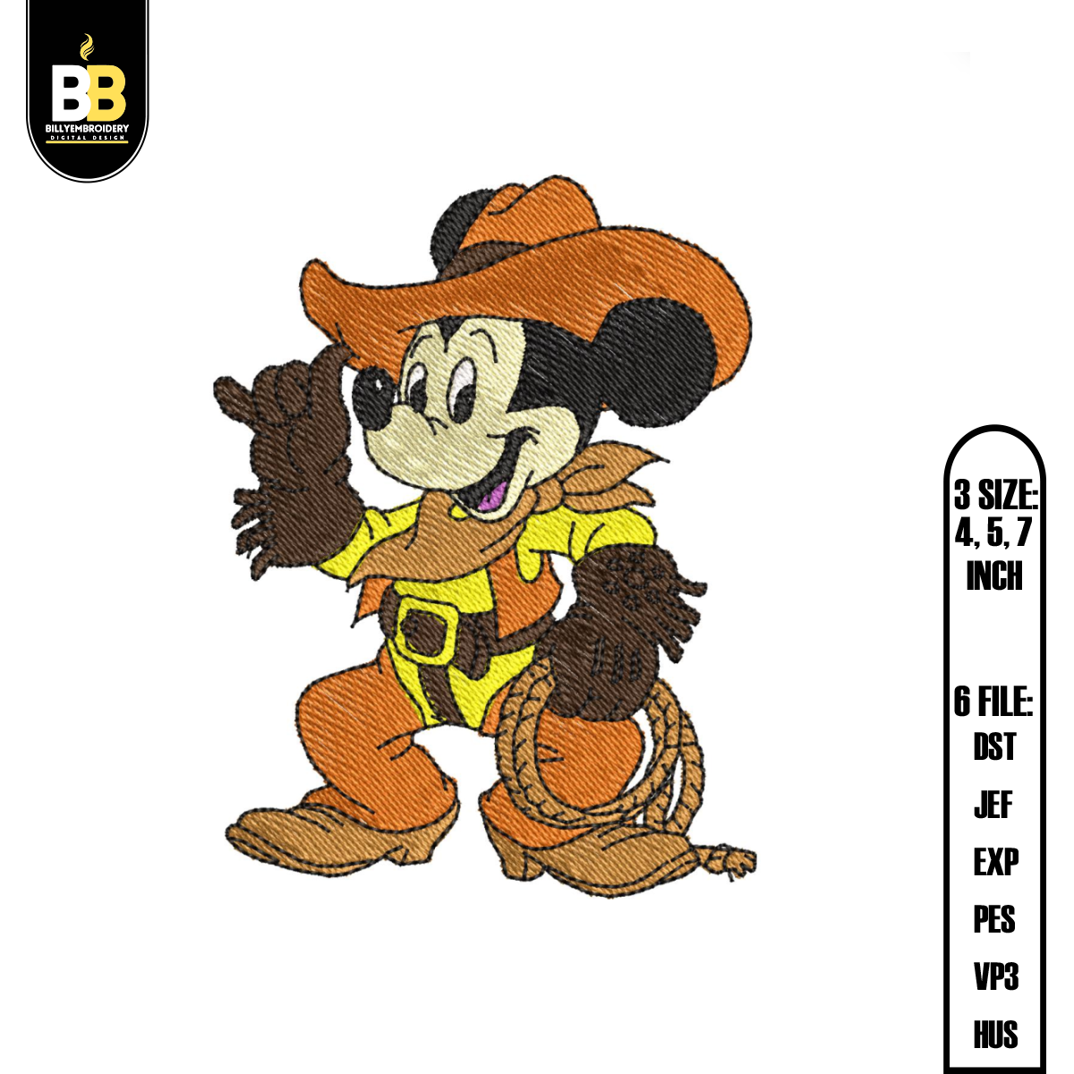 Western Cowboy Mickey Mouse Embroidery File,Disney Embroider | Inspire ...