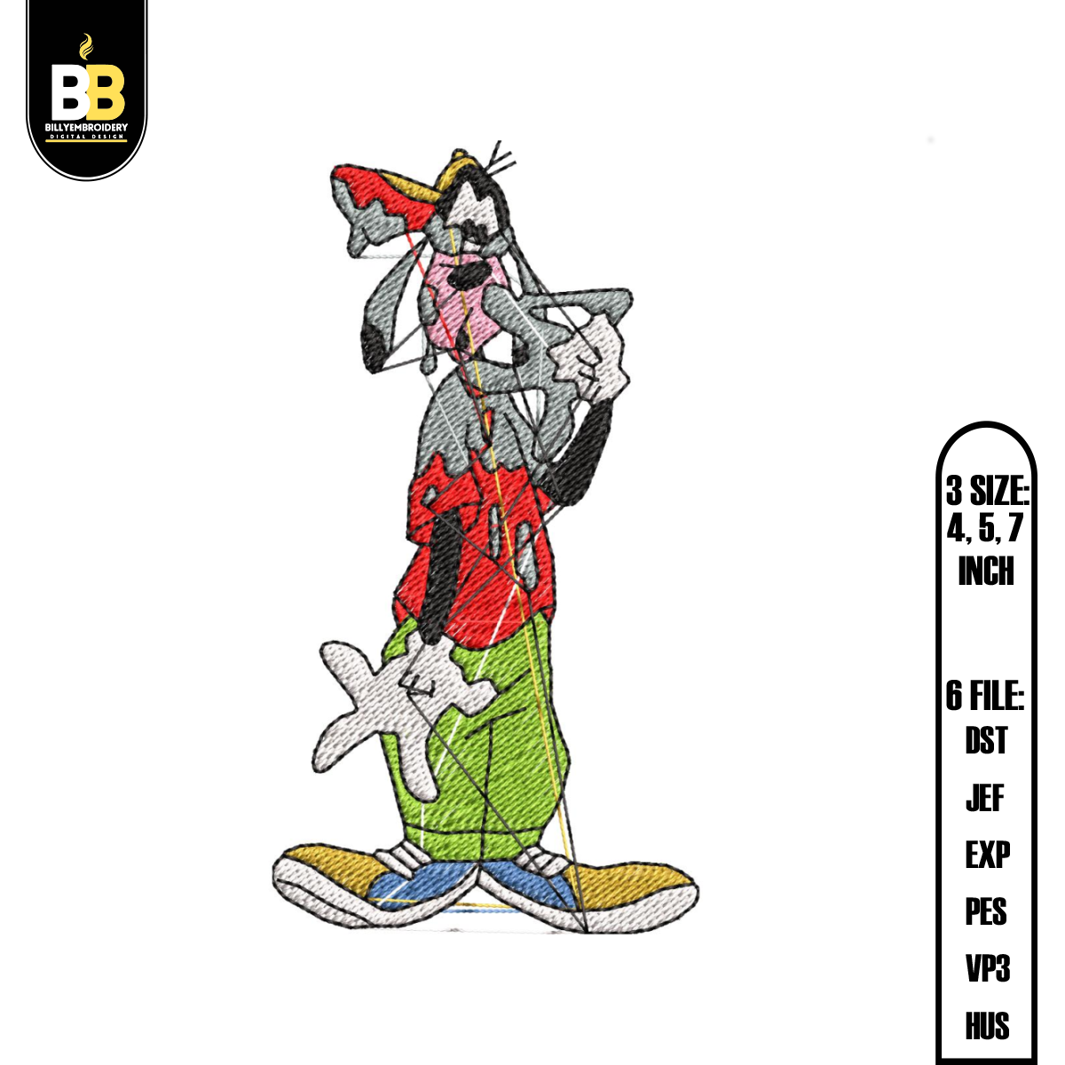 Goofy Design Embroidery Disney, Embroidery Design, Digital E - Inspire ...