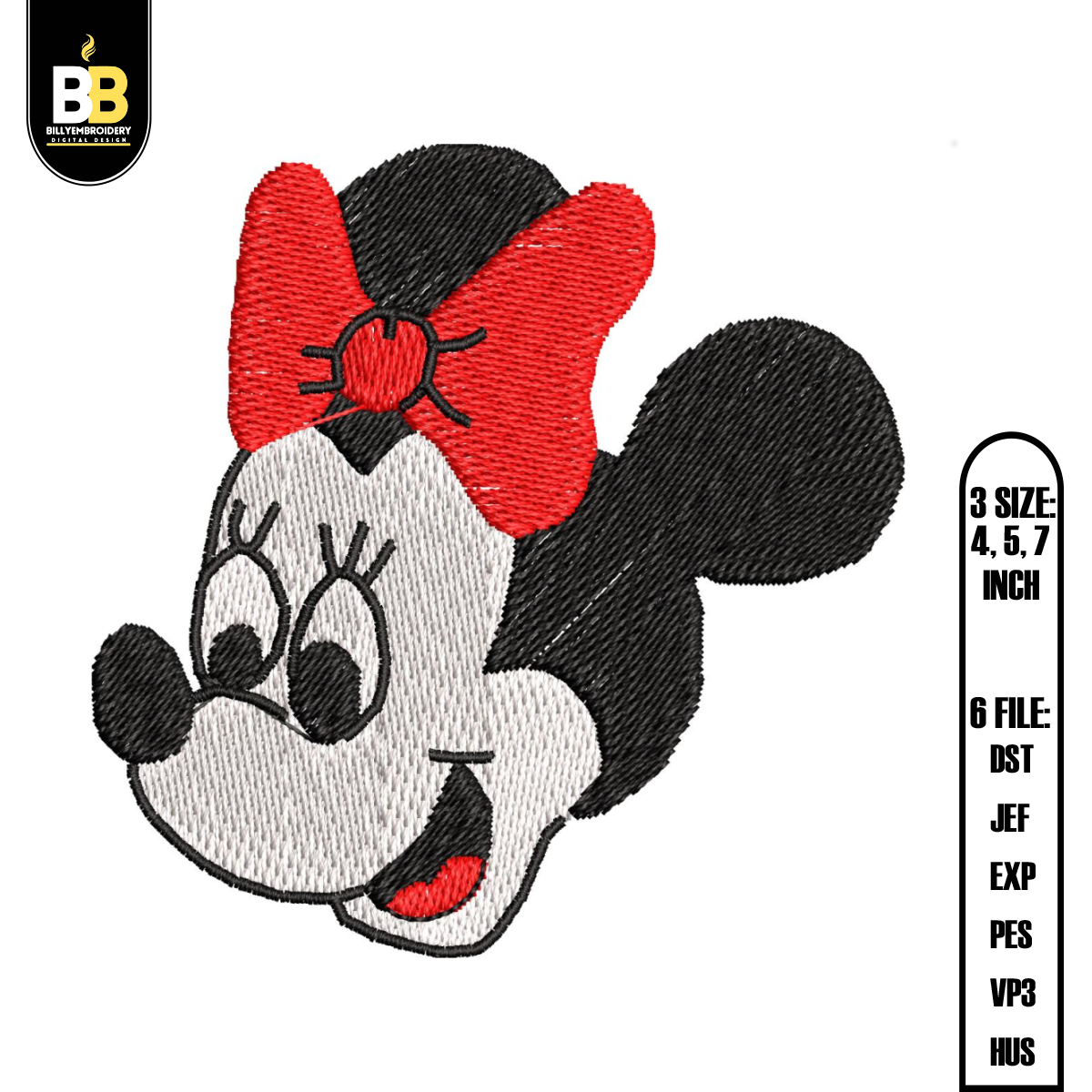 Minnie Mouse Head Embroidery Design ,Embroidery Design,Digit | Inspire ...