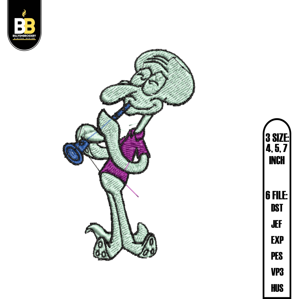 The Squidward Tentacles Clarinet Bug Embroidery ,Digital Emb | Inspire ...