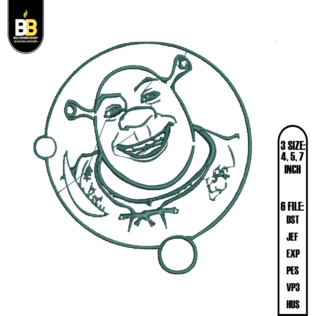 Green Design Shrek Embroidery,Digital Embroidery,Embroidery | Inspire ...
