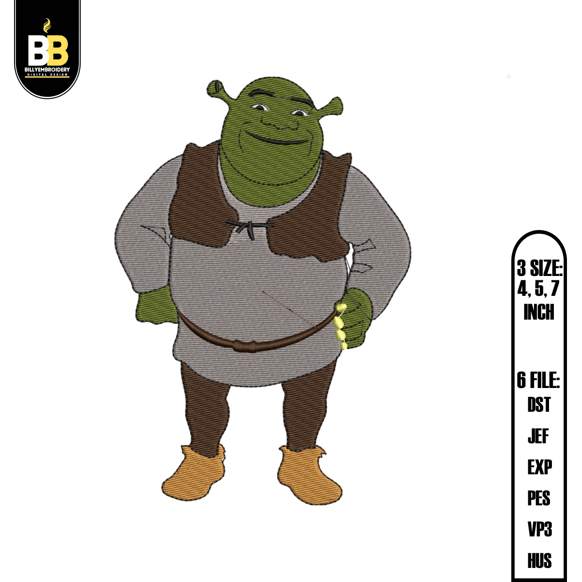 Standing Shrek Embroidery , Digital Embroidery,Embroidery Fi | Inspire ...