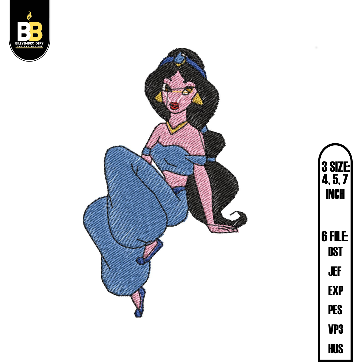 Aladdin Princess Jasmine Embroidery, Aladdin Embroidery, Emb - Inspire ...