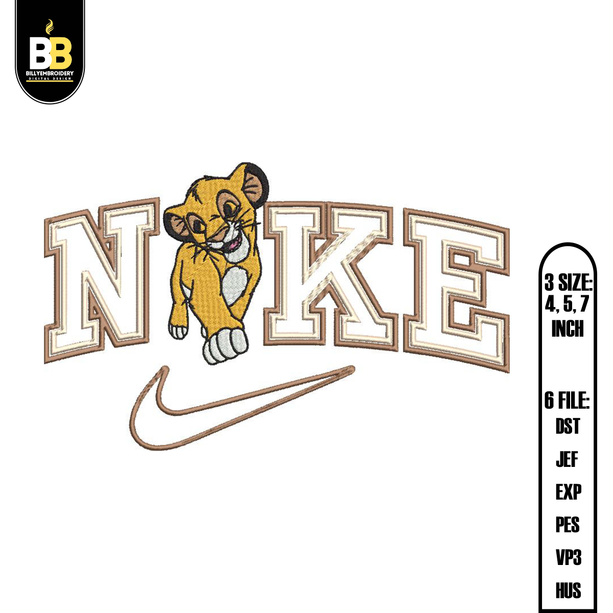 Nike lion child embroidery design, Lion king embroidery,Nike | Inspire ...