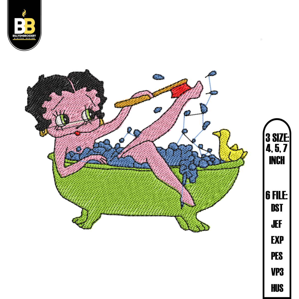 Happy Betty Boop Takes A Bath Embroidery File ,Betty Boop, E | Inspire ...