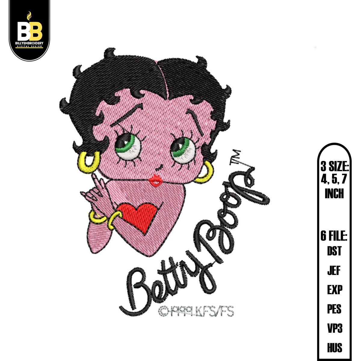Cartoon Lovely Betty Boop Earing Embroidery File ,Betty Boop | Inspire ...