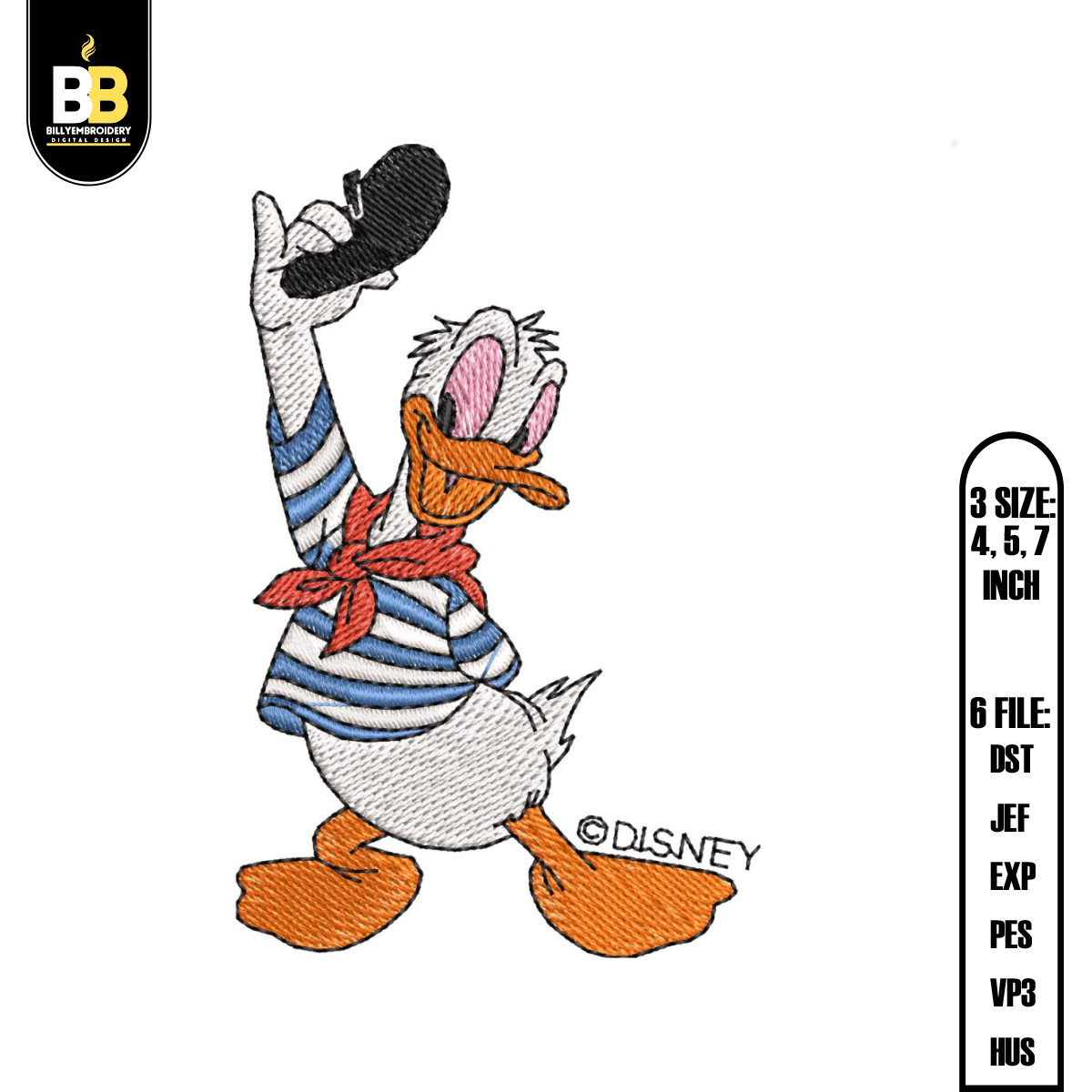 Disney Sailor Duck Donald Embroidery,Digital Embroidery,Embr | Inspire ...