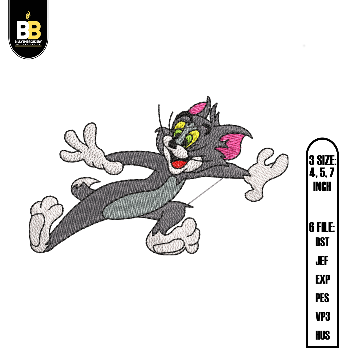 Disney Character Tom Cat Embroidery, Embroidery Design,Digit | Inspire ...