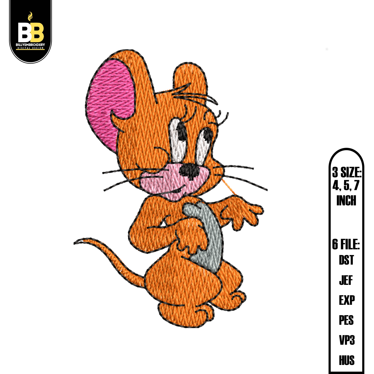 Jerry Mouse Looking Up Embroidery, Cartoon Embroidery, Embro | Inspire ...